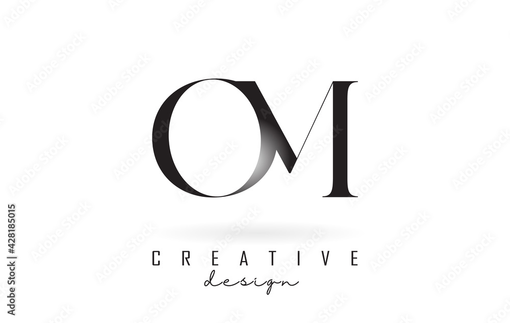 OM o m letter design logo logotype concept with serif font and elegant ...