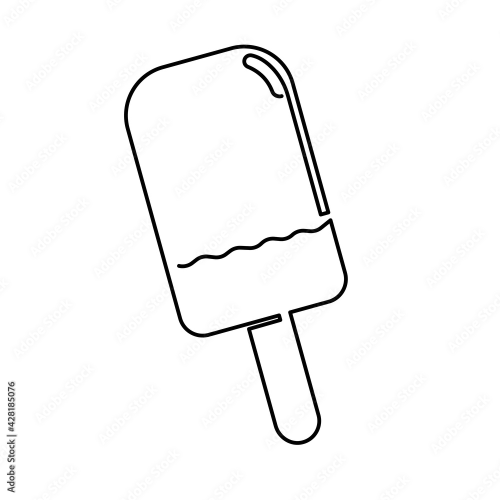 Ice cream. Summer. Continuous line drawing. Ice lolly on a stick in ...