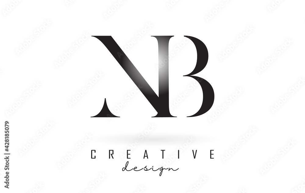 NB n b letter design logo logotype concept with serif font and elegant ...