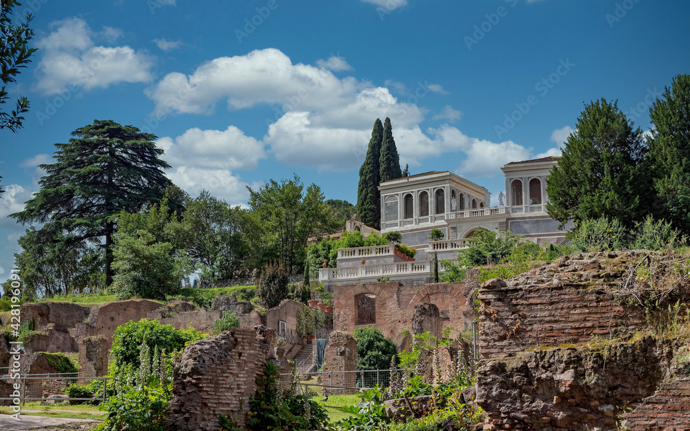 Rome, Italy, the famous 17th century Farnese aviaries building on the ...
