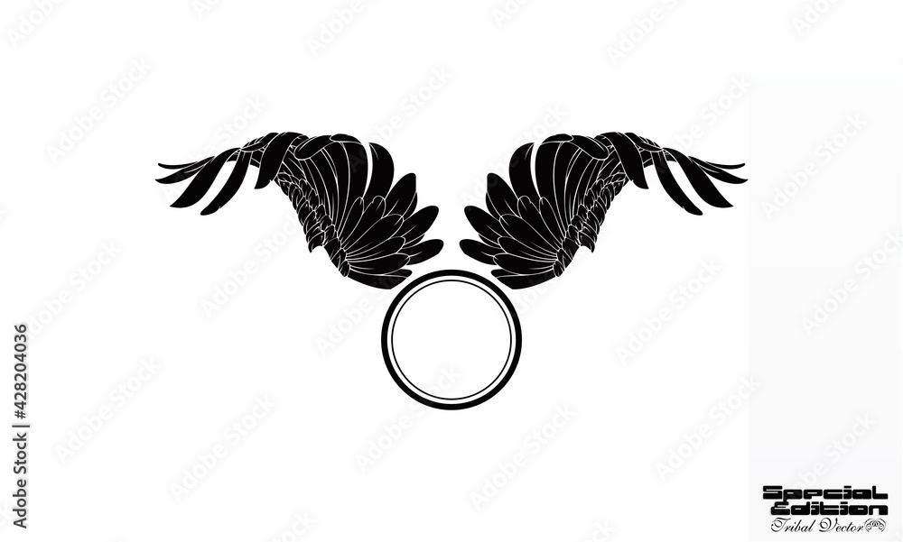 wings and circle vector logo Stock Vector | Adobe Stock