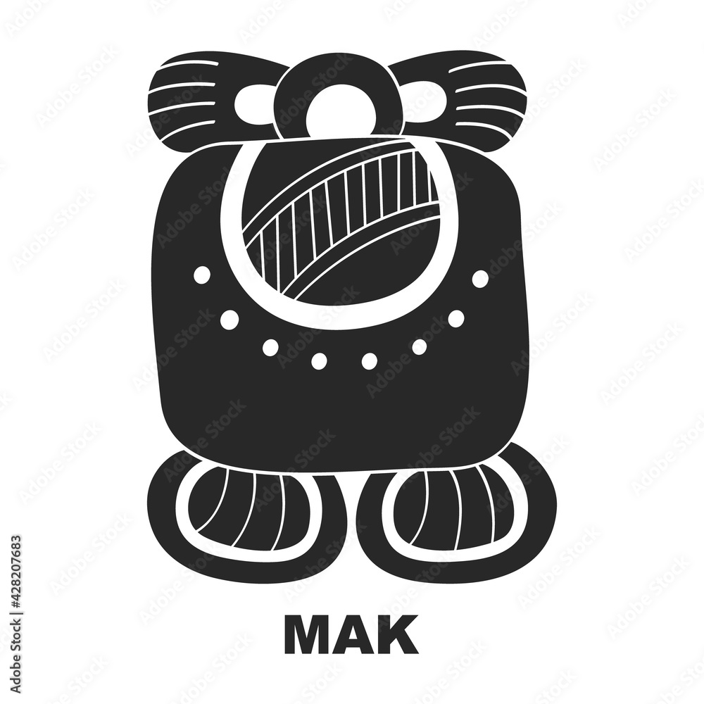 Vector icon with Glyph from Maya Haab calendar. Calendar month symbol ...