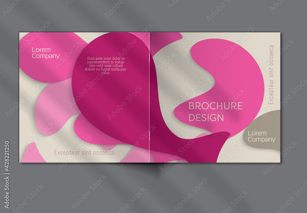 Brochure Cover Layout with Paper Cut Wavy Overlapping Shapes Stock ...