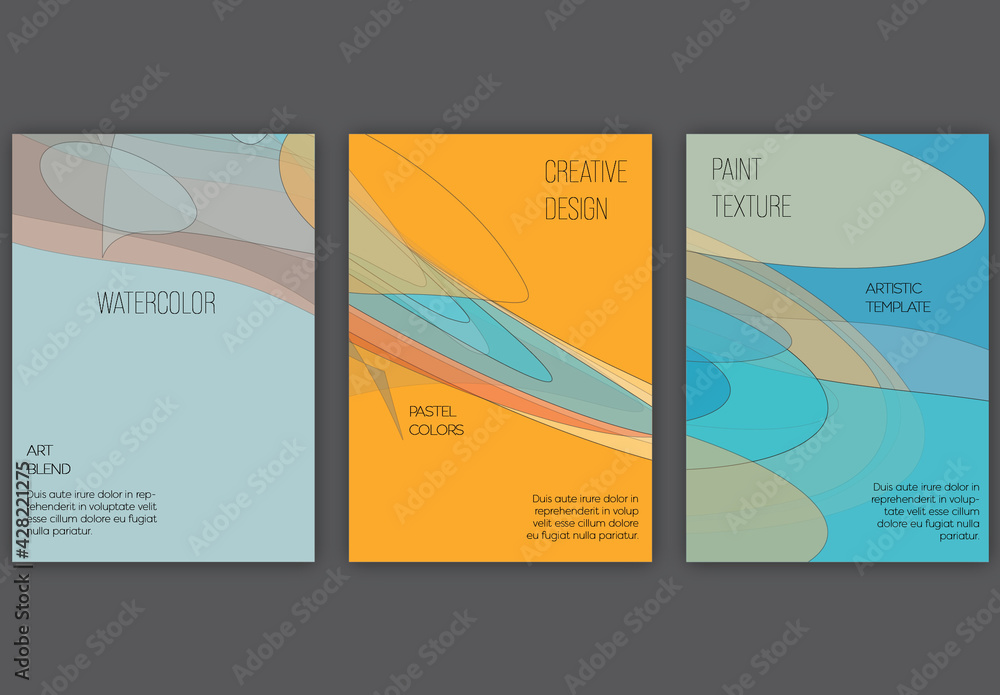 Flyer Layout with Abstract Overlapping Pastel Transparent Shapes Stock ...