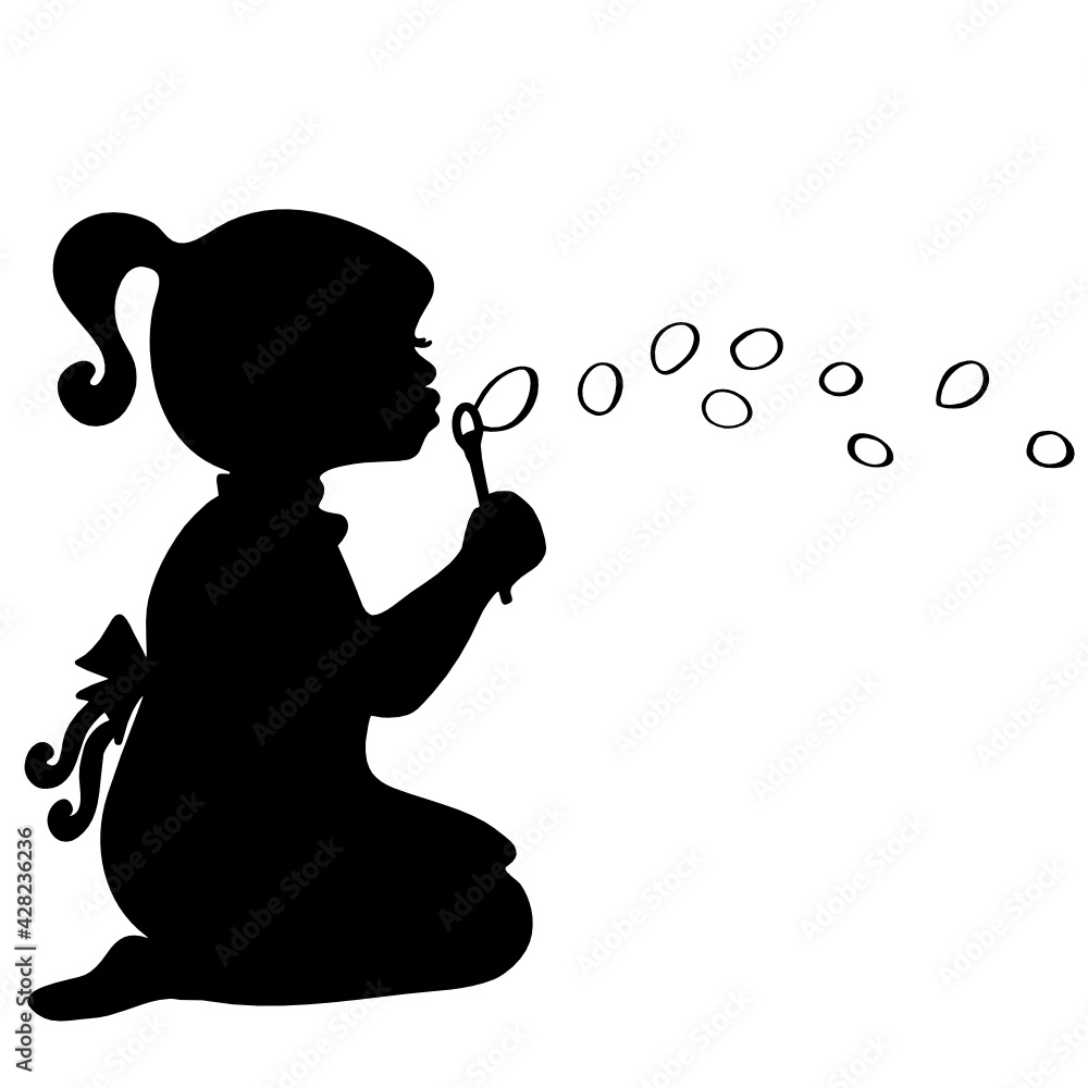 Little Girl Blowing Bubbles Little Girl Blowing Bubbles