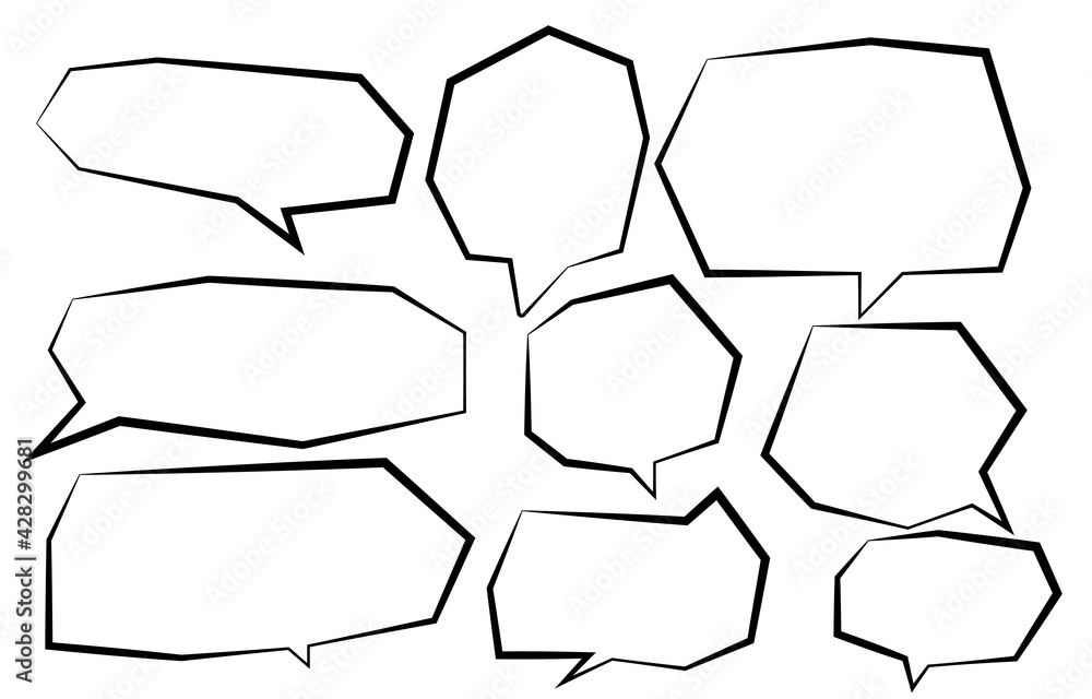 cartoon empty speech bubbles set,outline on a white background, vector ...