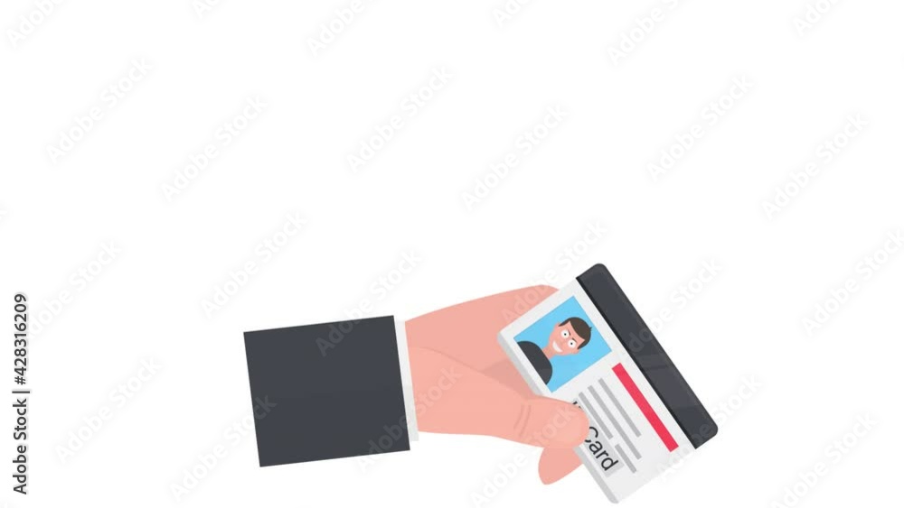 ID card animation in hand, alpha channel enabled. Cartoon Stock-video ...