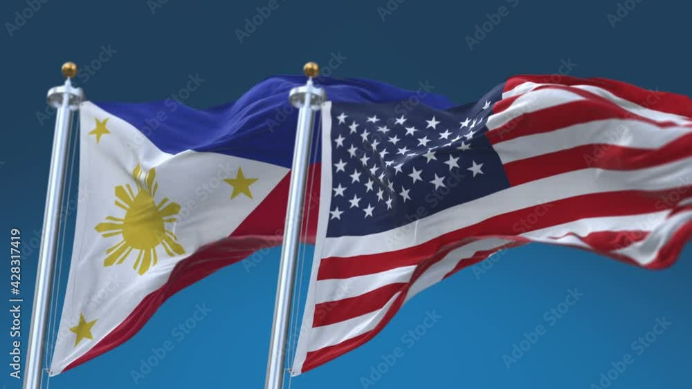 4k Seamless United States of America And Philippines Flags with blue ...