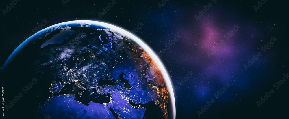 Planet earth globe view from space showing realistic earth surface and ...