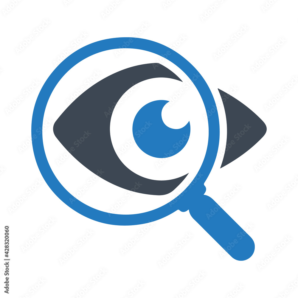 Magnifying icon. Ophthalmology, Eye care icon, vector & glyph Stock ...