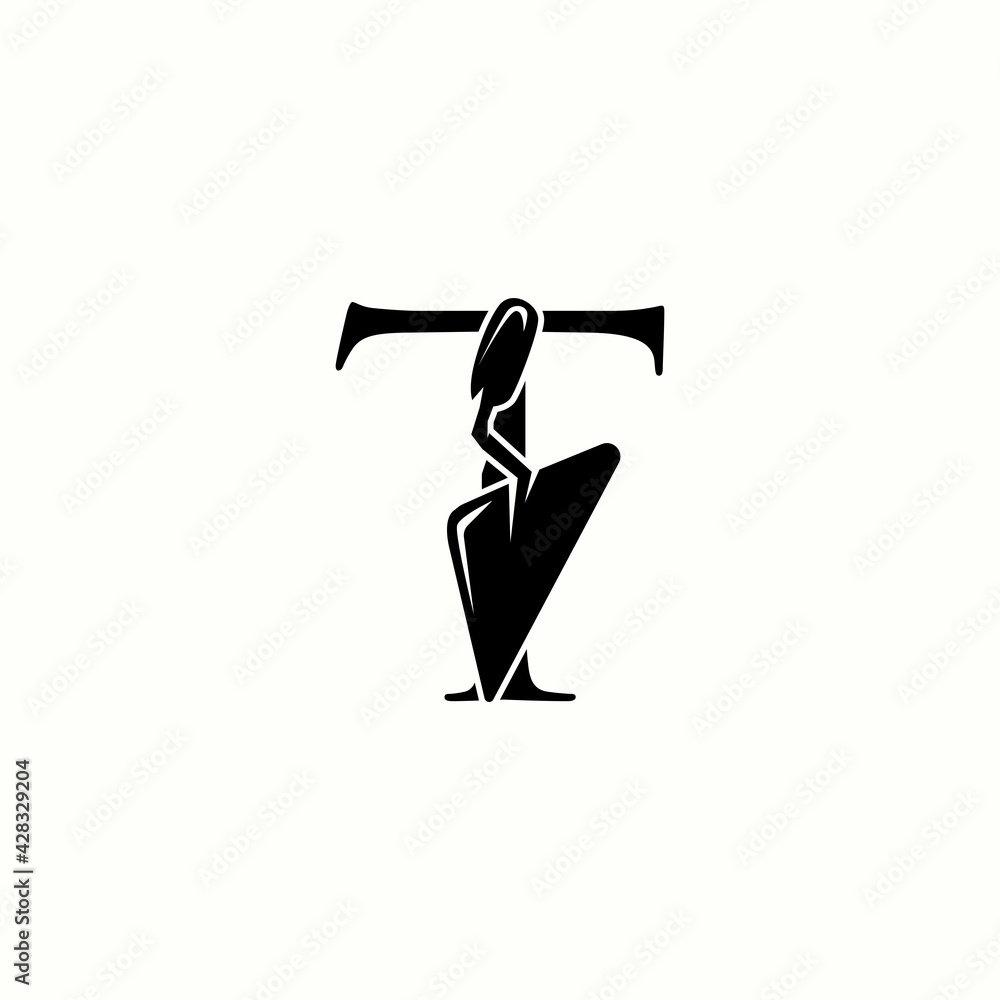 logo letter t with icon trowel tool for home repair vector design Stock ...