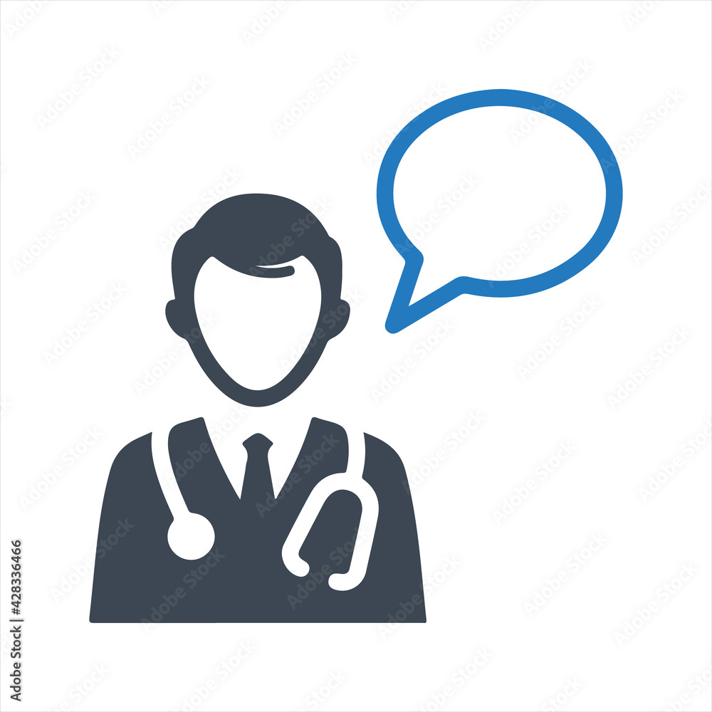 Man with speech bubble. Doctor advice icon, vector & glyph Stock Vector ...
