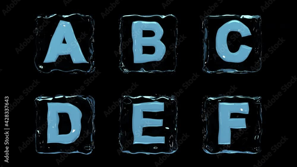 English font-alphabet from standard letters that are animated in water ...