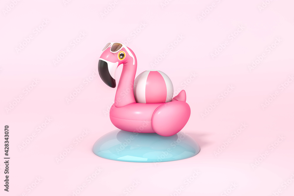 Pink Flamingo float, tropical bird shape inflatable swimming pool ring ...