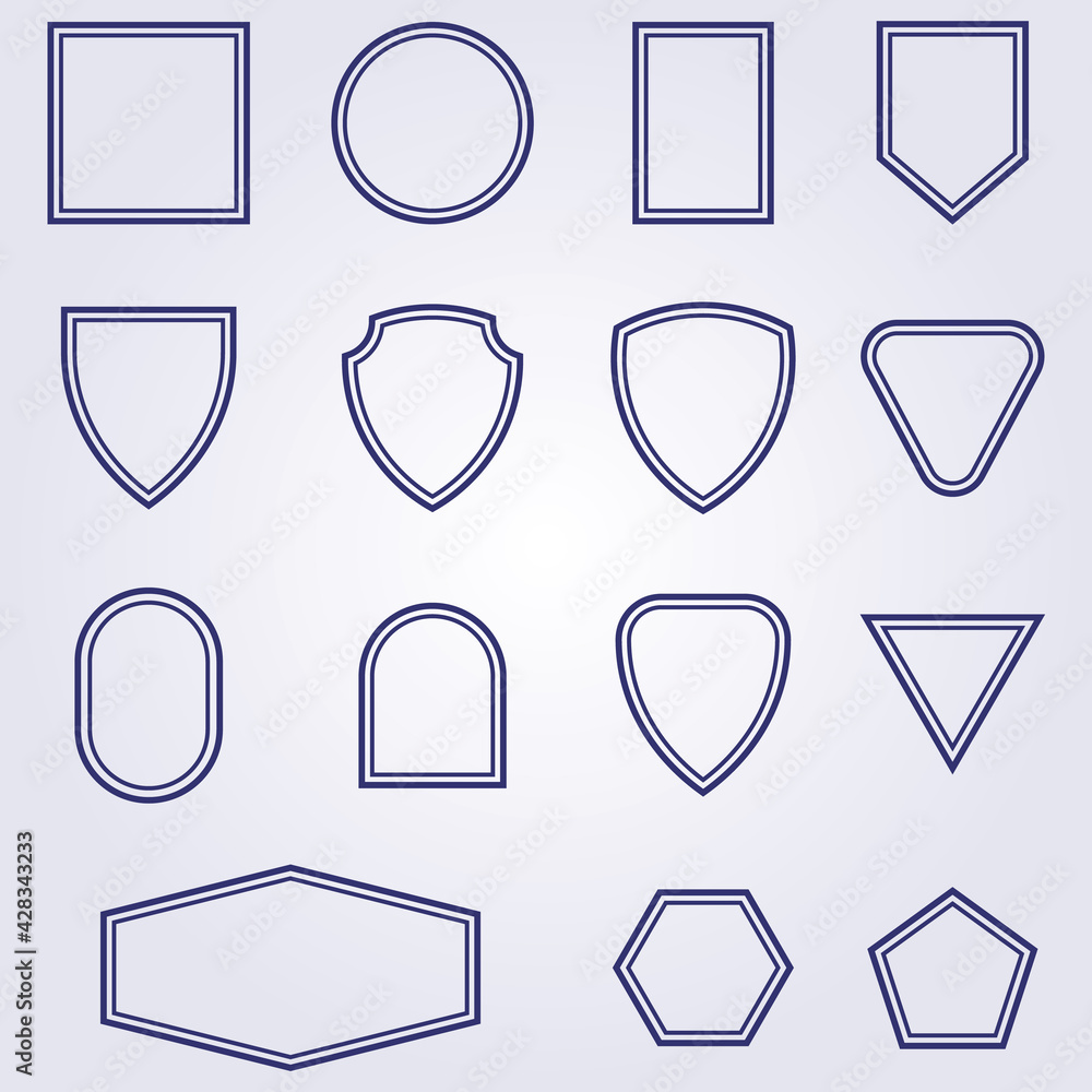 Set Bundle Collection Badge Shape Various Logo Icon Vector Symbol