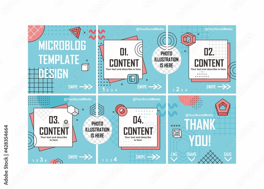 Microblog template with memphis style. Easy to edit with vector file ...