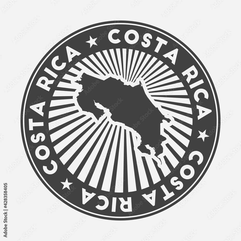 Costa Rica round logo. Vintage travel badge with the circular name and ...