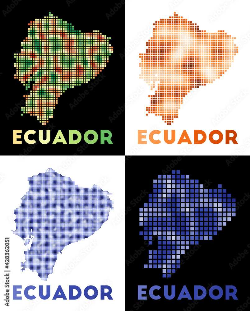 Ecuador map. Collection of map of Ecuador in dotted style. Borders of ...
