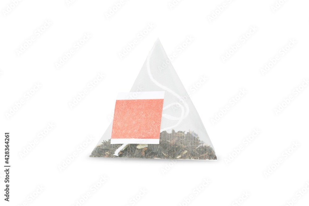 Tea bag pyramid on an isolated white background. Stock Photo | Adobe Stock