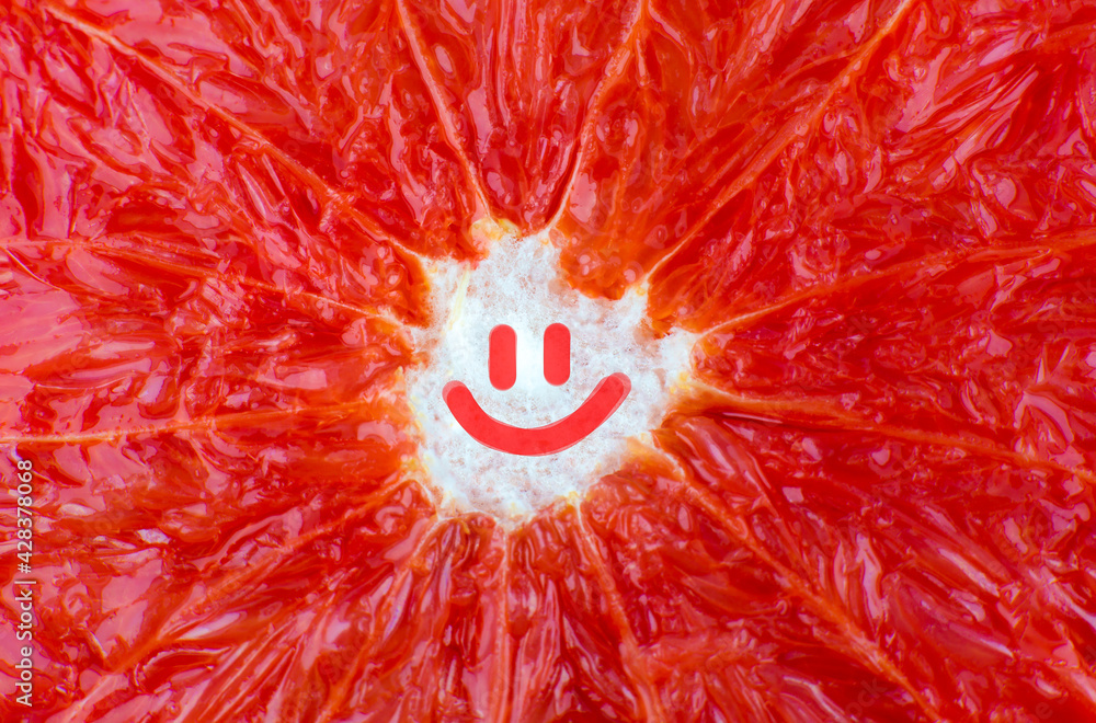 Smile on Grapefruit background. Citrus close up photo. Healthy ...