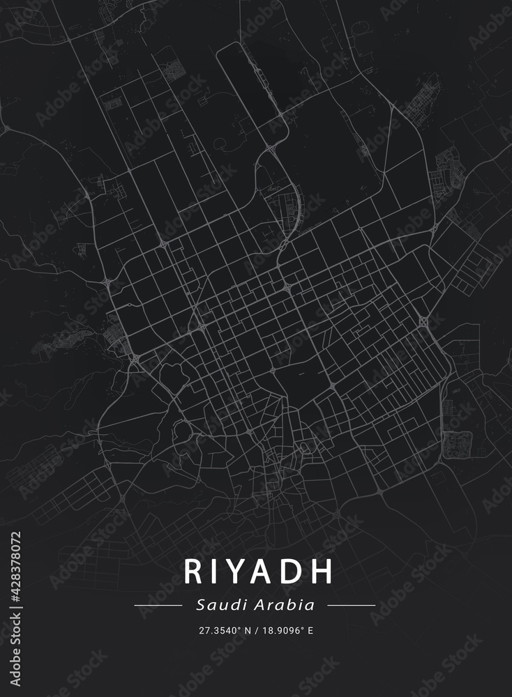 Map of Riyadh, Saudi Arabia Stock Illustration | Adobe Stock
