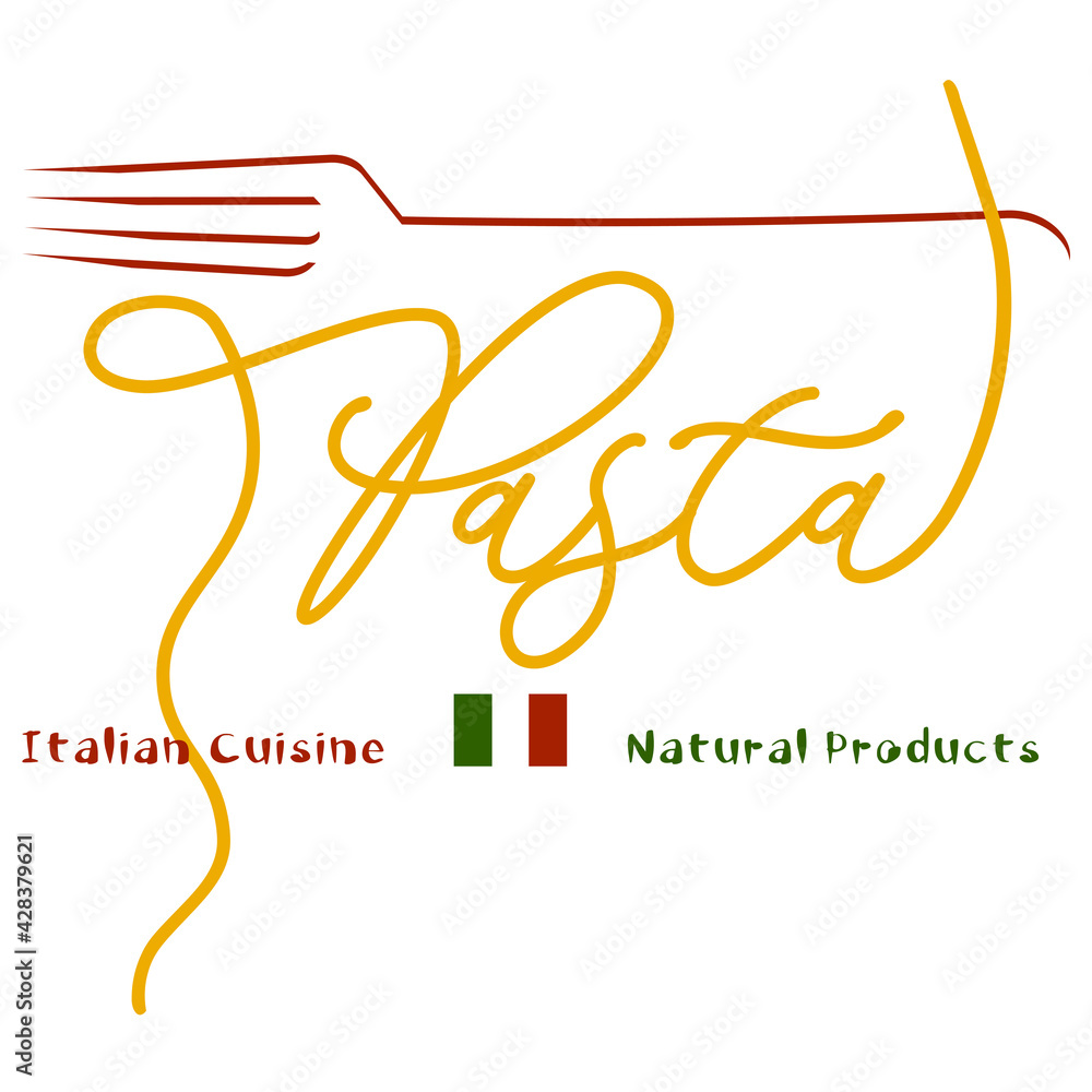 logo of Italian cuisine pasta with spaghetti lettering Stock Vector ...