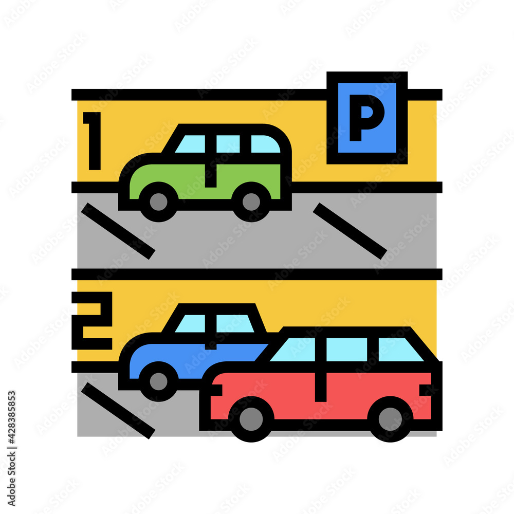 multilevel car parking color icon vector. multilevel car parking sign ...
