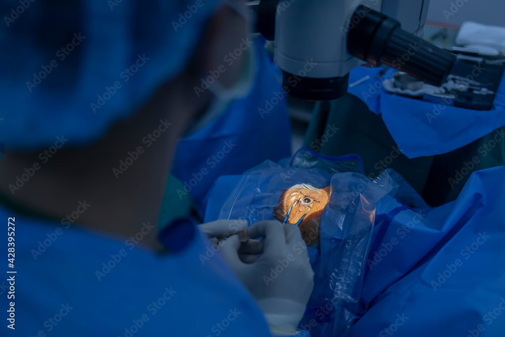 Phacoemulsification, destruction of the opaque lens by microscope ...