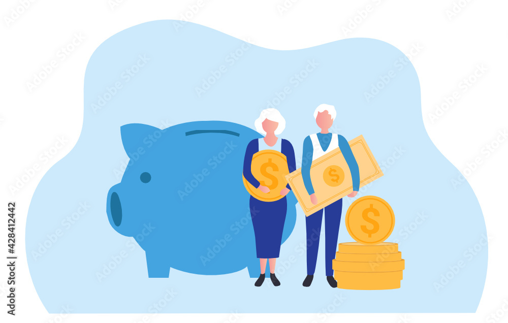 Pension Savings Concept, senior people holding dollar and banknotes ...