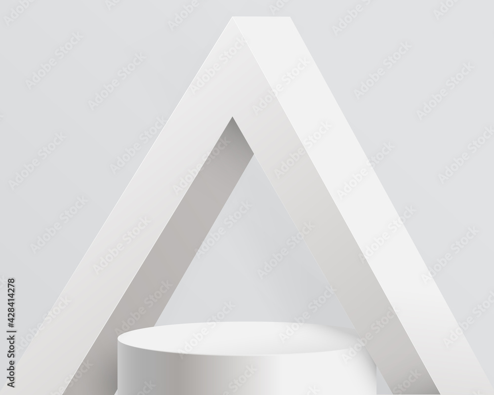 White product display mock up with Triangle abstract architecture ...