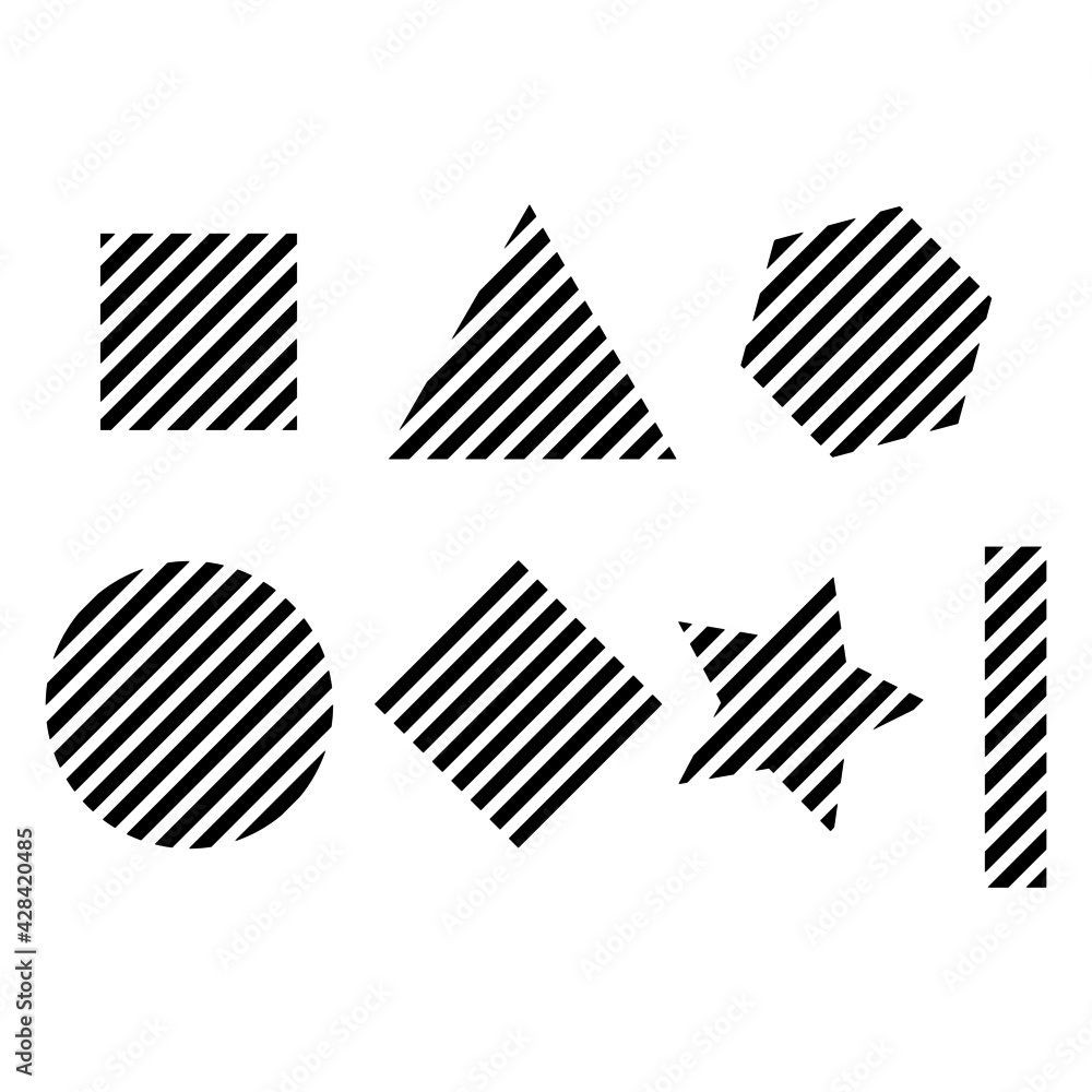 Geometric shapes thick hatch pattern set black lines Stock Vector ...