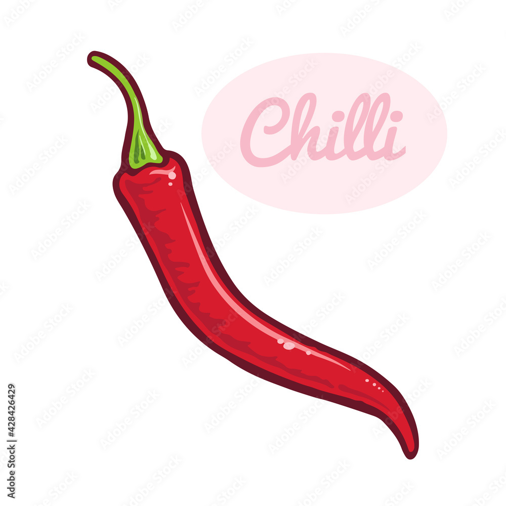 chilli pepper hand drawn cartoon vector illustration Stock Vector ...