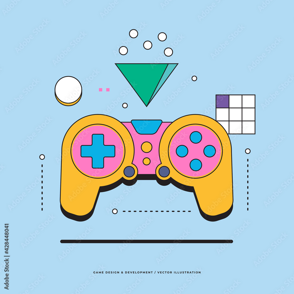 Gamepad Joystick For Computer Games Flat Vector Illustration An 