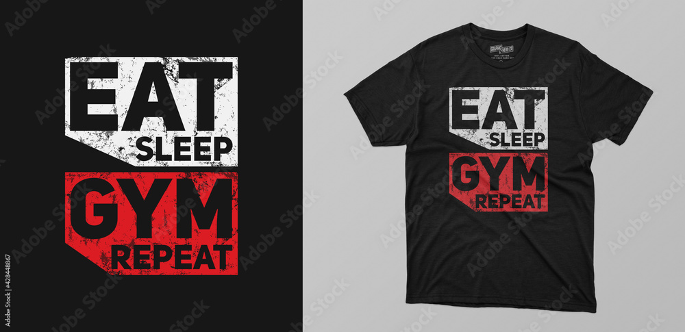 Eat Sleep Gym Repeat Typography T Shirt Design Motivational Quotes For