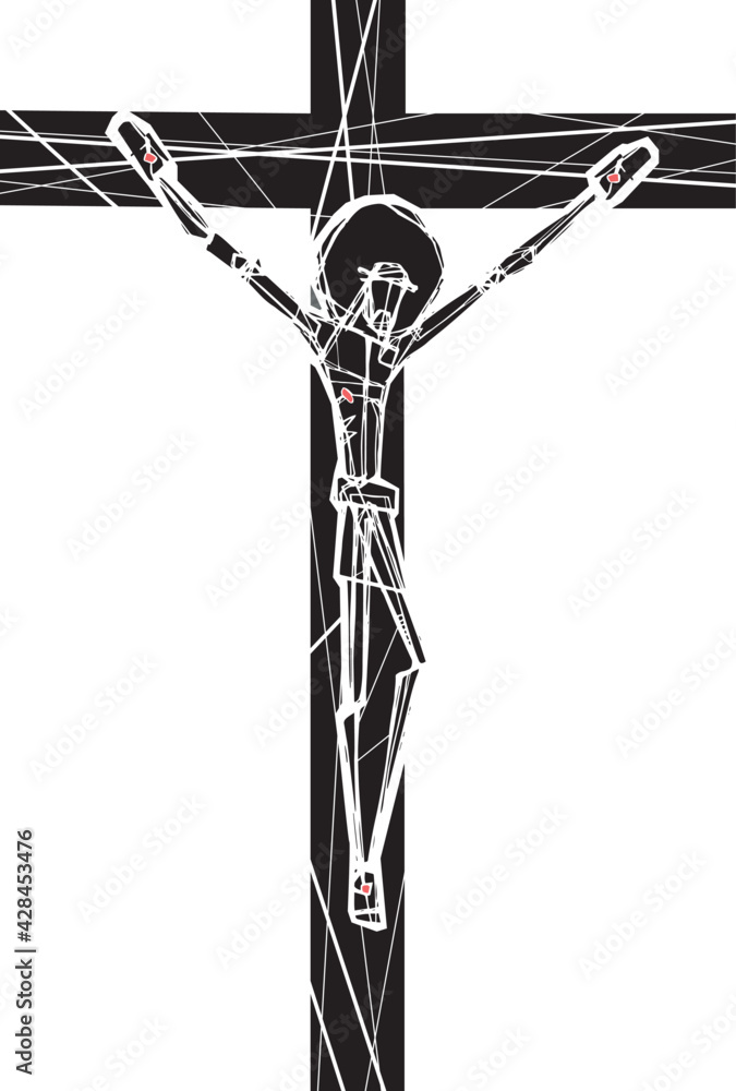 Jesus Christ at the Cross ink illustration Stock Vector | Adobe Stock