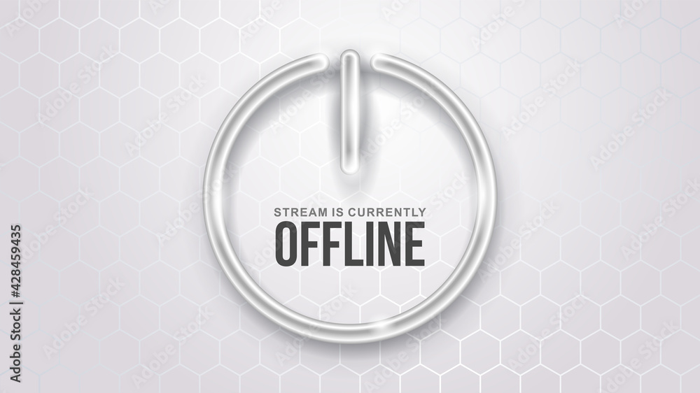 shine 3d metal off line symbol in hexagon background. offline streaming ...