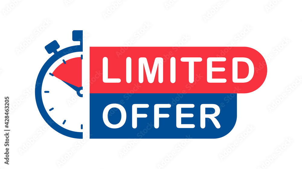 Limited offer banner with timer. Last offer label. Countdown of time ...