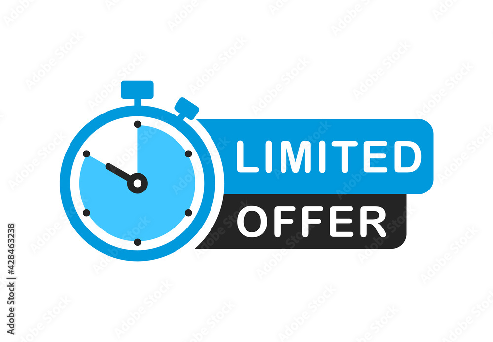 Limited offer banner with timer. Last offer label. Countdown of time ...