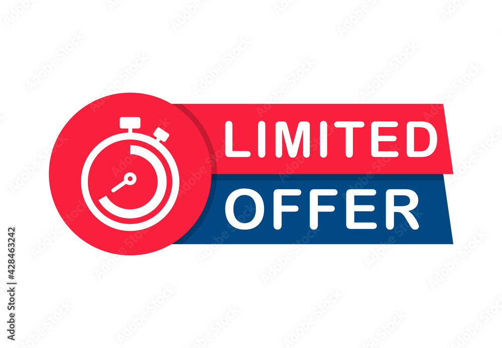 Limited offer banner with timer. Last offer label. Countdown of time ...