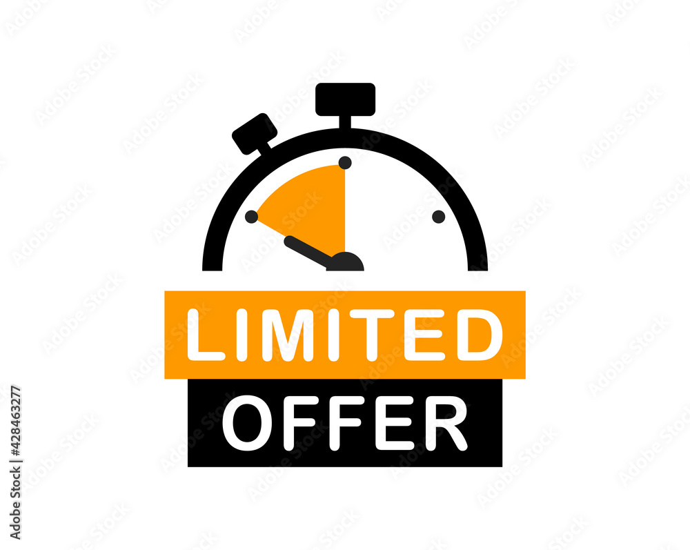 Limited offer banner with timer. Last offer label. Countdown of time ...