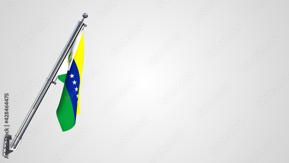 Apure 3D rendered waving flag illustration on a realistic metal ...