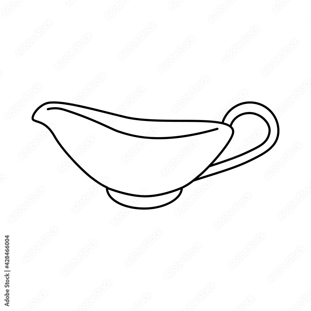 Gravy boat outline icon. Vector illustration sauce boat isolated on ...