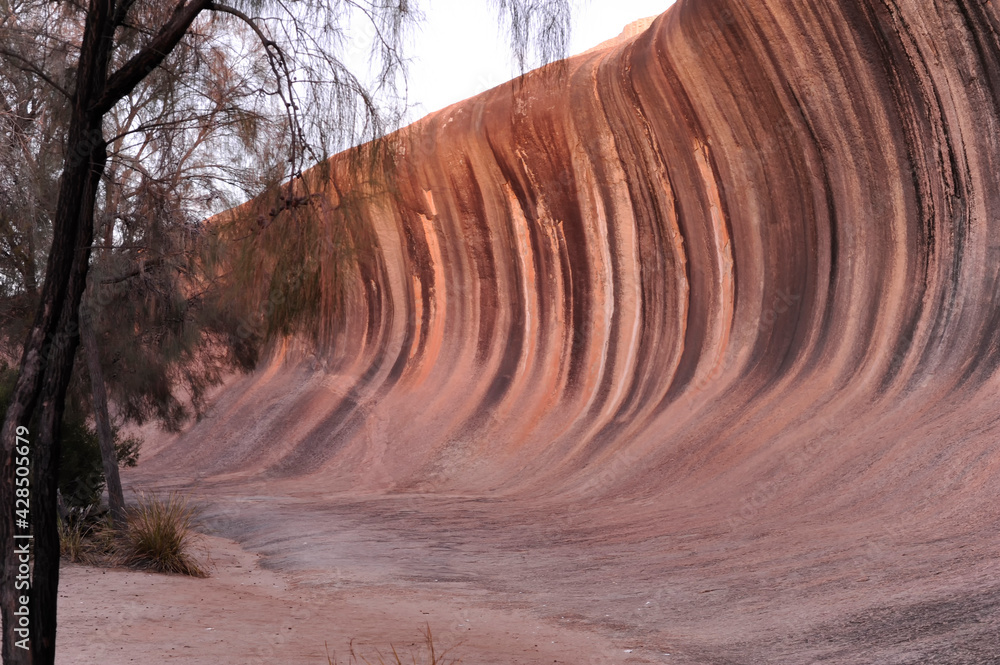 Wave rock image taken looking along the tube formation of a granite ...