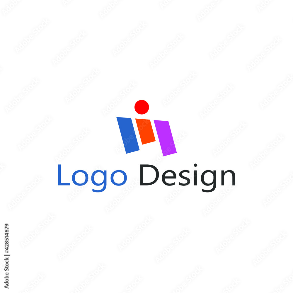 abstract logo of three slanted squares with a circle on it Stock Vector ...