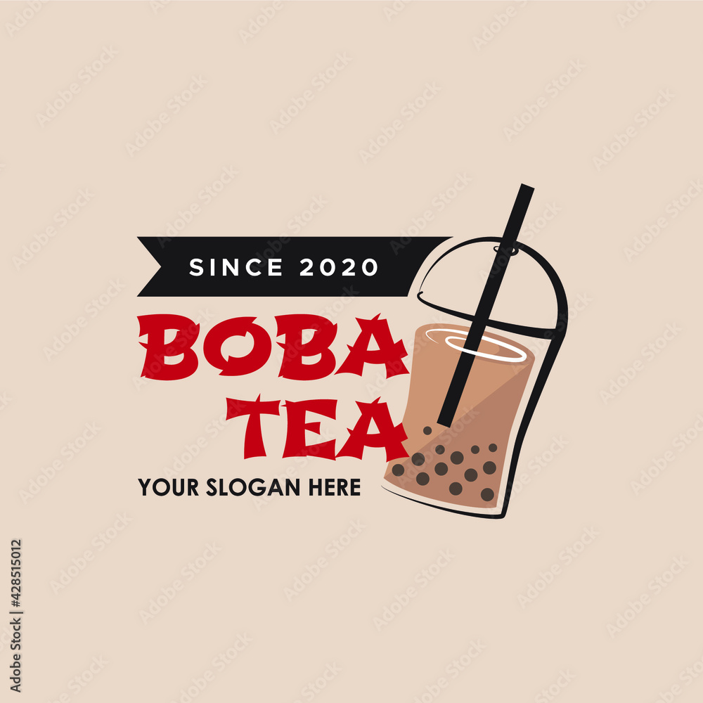 Boba Bubble Brown Sugar Thai Milk Tea Logo Drink Beverages for Business ...