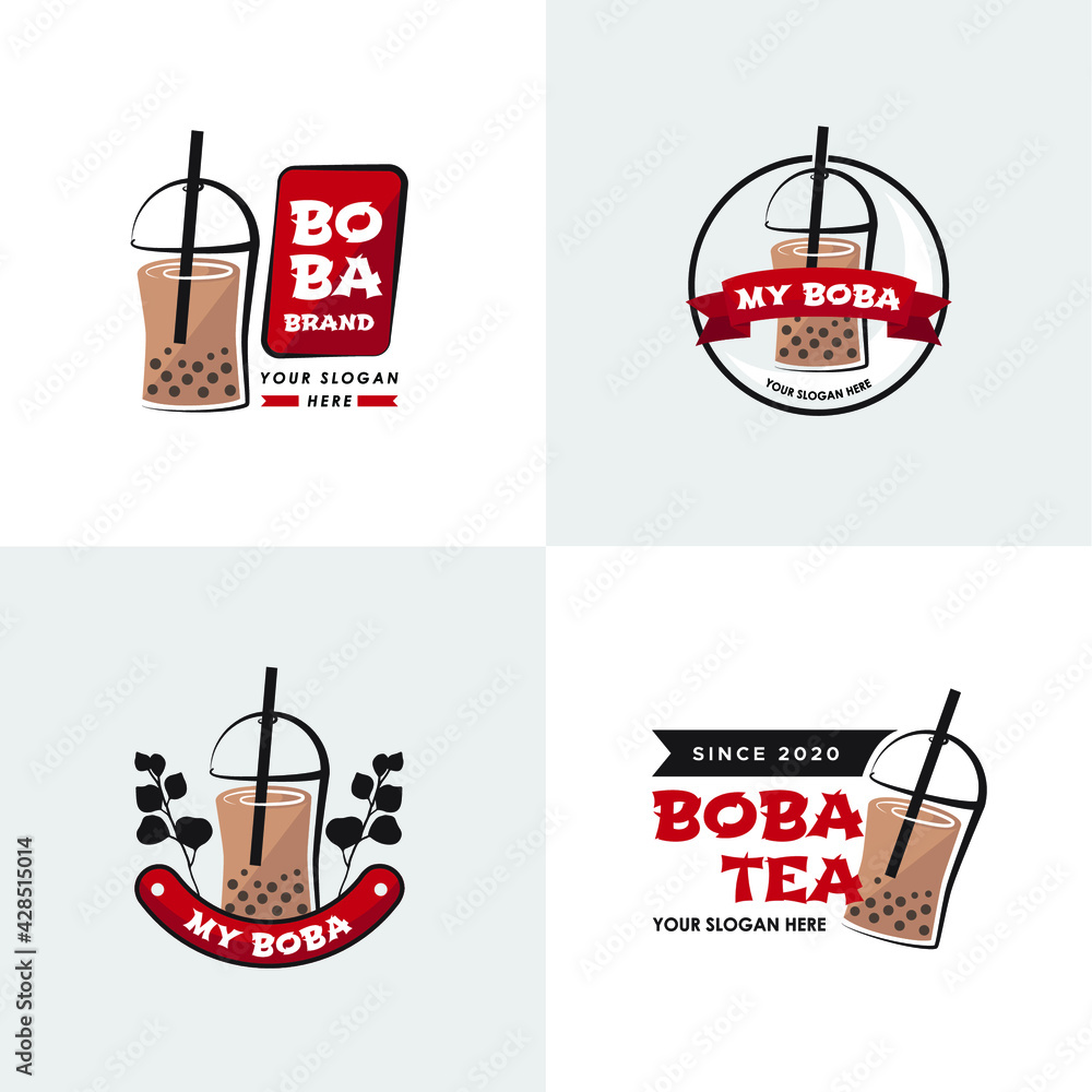 Boba Bubble Brown Sugar Thai Milk Tea Logo Drink Beverages for Business ...