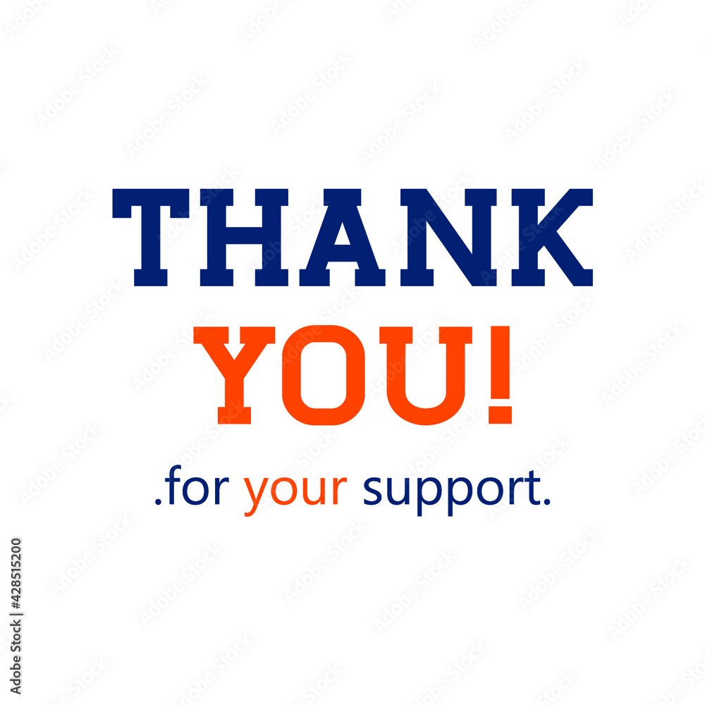 sentence thank you for your support in blue and orange Stock Vector ...