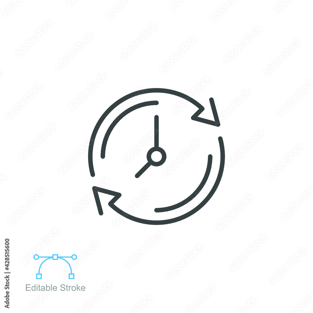 time clock update or refresh icon. Restore Clock inside recycle arrows ...
