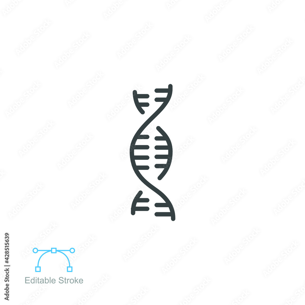 RNA icon, biology, chromosome, DNA. Genetic code symbol Outline style ...