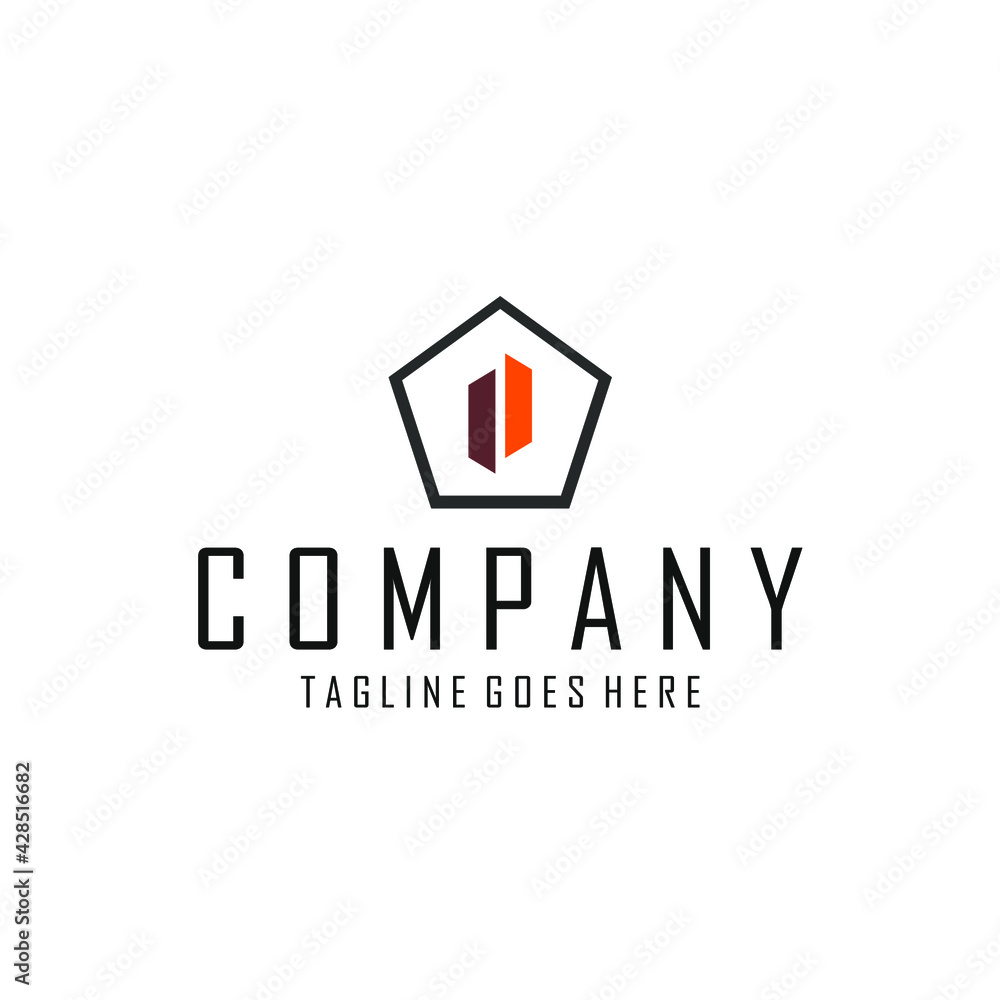 logo image of two tapered squares in the middle of a pentagon Stock ...